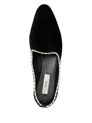TOTEME Velvet Pointed Toe Flats - Black