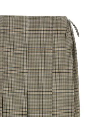 Marni Checked Pleated Skirt - Gray