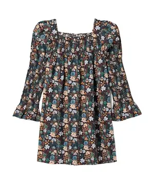 DÔEN Floral Print Square Neck Mini Dress