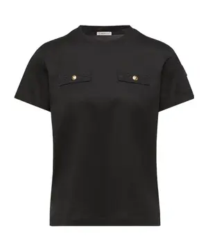 Moncler Button Detailed Crewneck T-shirt - Black