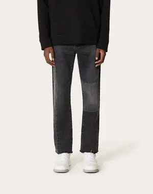 Valentino Garavani Patchwork Detailed Tapered Jeans