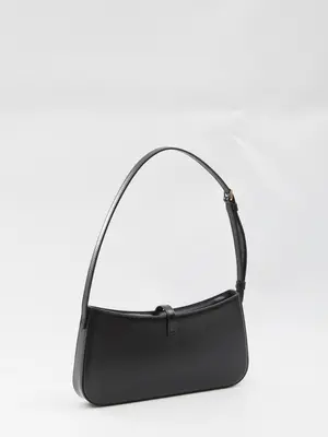 Celine Tina Shoulder Bag In Shiny Calfskin - Black