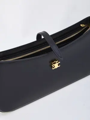 Celine Tina Shoulder Bag In Shiny Calfskin - Black