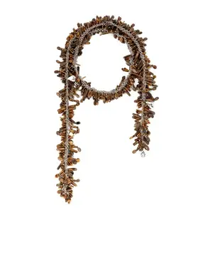 Dries Van Noten Embroidered Beaded Scarf Necklace - Brown