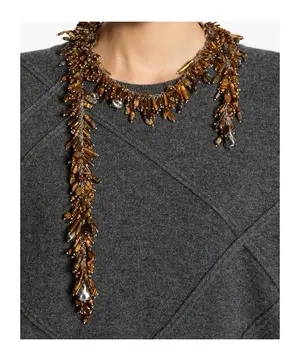 Dries Van Noten Embroidered Beaded Scarf Necklace