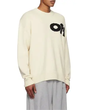 Off-White Logo Intarsia Crewneck Jumper - White/black