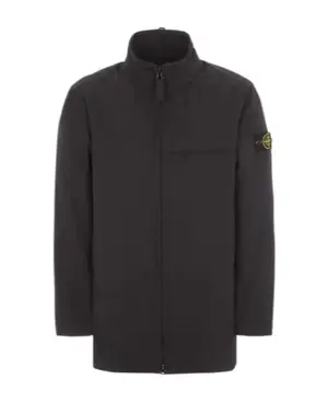 Stone Island Logo Patch Zip-up Jacket - Black