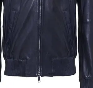 Emporio Armani Leather Zip Up Jacket - Black