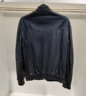 Emporio Armani Leather Zip Up Jacket - Black