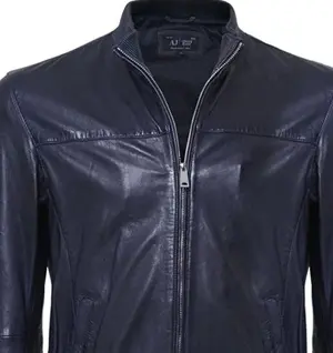 Emporio Armani Leather Zip Up Jacket - Black
