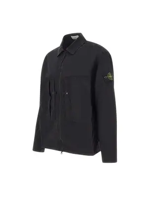 Stone Island Zip-front Badge Shirt