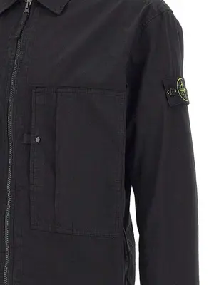Stone Island Zip-front Badge Shirt