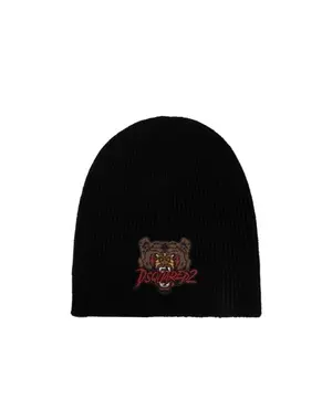 Dsquared2 Logo Embroidered Beanie - Black