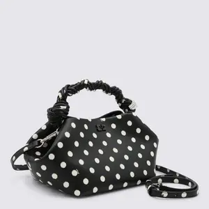 GANNI Polka Dot Mini Bag With Knotted Top Handle - Black