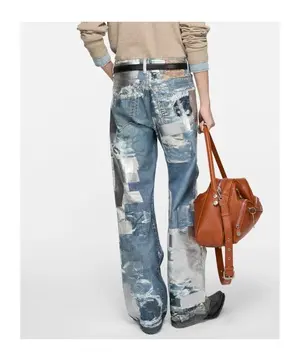 Acne Studios Patchwork Wide-leg Denim Trousers