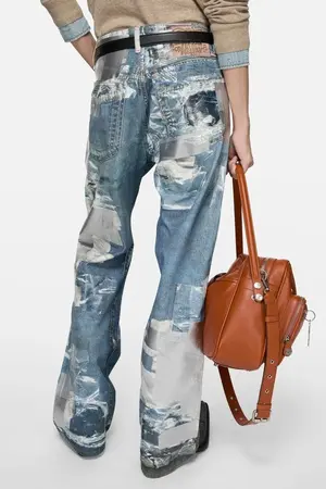 Acne Studios Patchwork Wide-leg Denim Trousers
