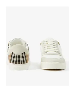 Burberry Checked Lace-up Sneakers - White