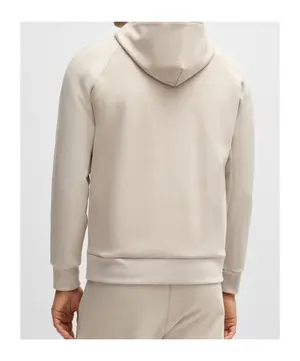 Hugo Boss Logo Appliqué Full Zip Hoodie - Light Beige