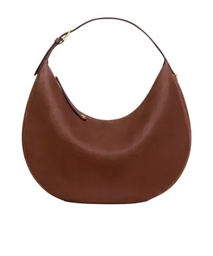 Celine Large Lulu Hobo Bag In Grained Nubuck Calfskin - Chestnut