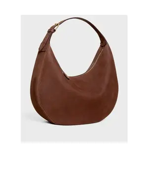 Celine Large Lulu Hobo Bag In Grained Nubuck Calfskin - Chestnut