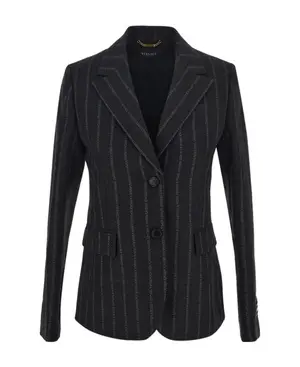Versace Single-breasted Blazer With Jacquard Logo