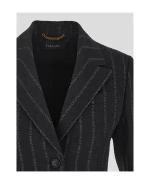 Versace Single-breasted Blazer With Jacquard Logo