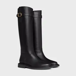 Celine Universite Calfskin Boots With Buckle Detail