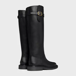 Celine Universite Calfskin Boots With Buckle Detail