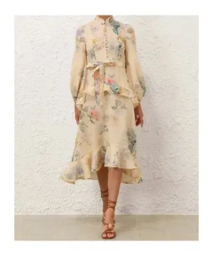 Zimmermann Illuminate Peplum Midi Dress