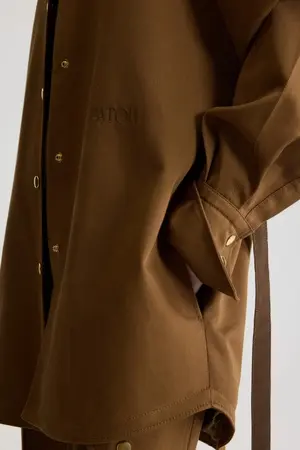 PATOU Belted Shirt With Embroidered Logo - Brown