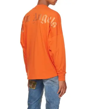 Palm Angels Glitter Logo Oversized Long-sleeve T-shirt