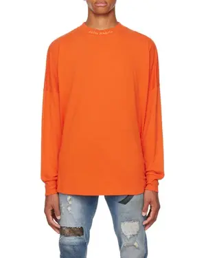 Palm Angels Glitter Logo Oversized Long-sleeve T-shirt