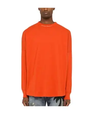 Palm Angels Glitter Logo Oversized Long-sleeve T-shirt