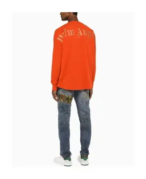 Palm Angels Glitter Logo Oversized Long-sleeve T-shirt
