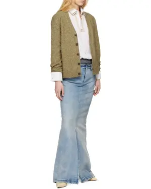 MAISON MARGIELA Denim Maxi Skirt With Slit Front - Light Blue