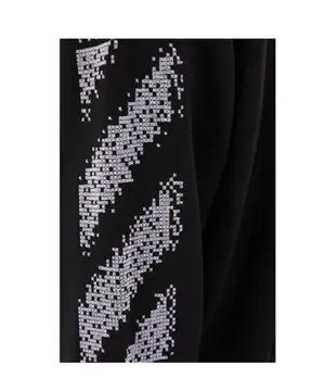 Off-White Pixel Diagonals" Embroidered Hoodie - Black