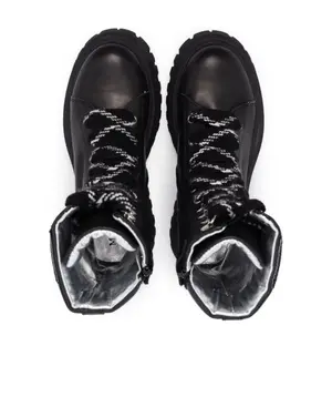 Monnalisa Lace-up Leather Ankle Boots