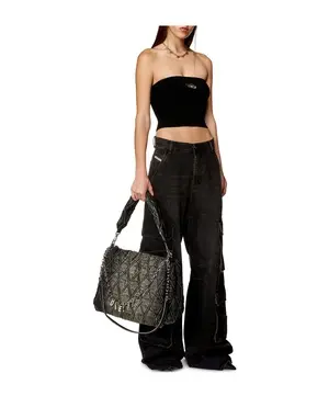 DIESEL® Ribbed Tube Top With Logo Plaque