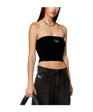 DIESEL® Ribbed Tube Top With Logo Plaque