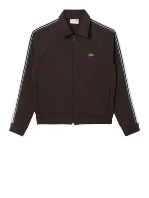 Lacoste Logo Patch Zip-up Sweatshirt - Brown