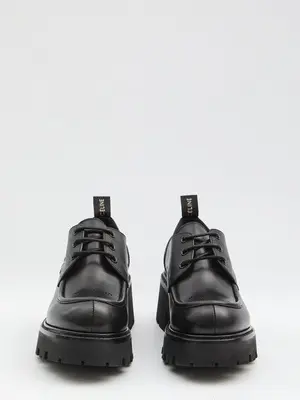 Celine Triomphe Derby Shoes In Shiny Bull