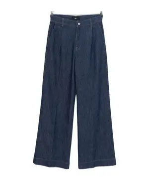 7 For All Mankind Pleated Wide Leg Jeans - Blue