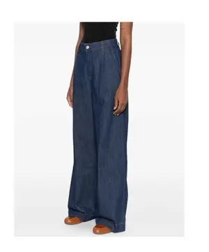 7 For All Mankind Pleated Wide Leg Jeans - Blue
