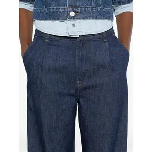 7 For All Mankind Pleated Wide Leg Jeans - Blue