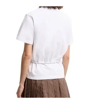 Moncler Short Sleeve Cropped Polo Shirt With Drawstring Hem