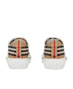 Burberry Checked Lace-up Sneakers - White