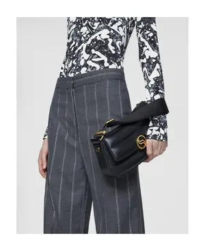 Stella McCartney S-wave Logo Plaque Foldover Shoulder Bag