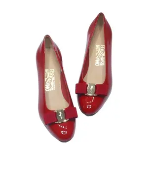 FERRAGAMO Bow Detailing High Heel Pumps - Red