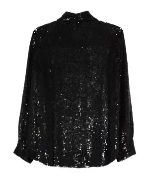 P.a.r.o.s.h Sequined Lapel Collar Shirt - Black