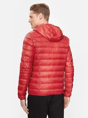 EA7 Hooded Down Jacket With Logo Print